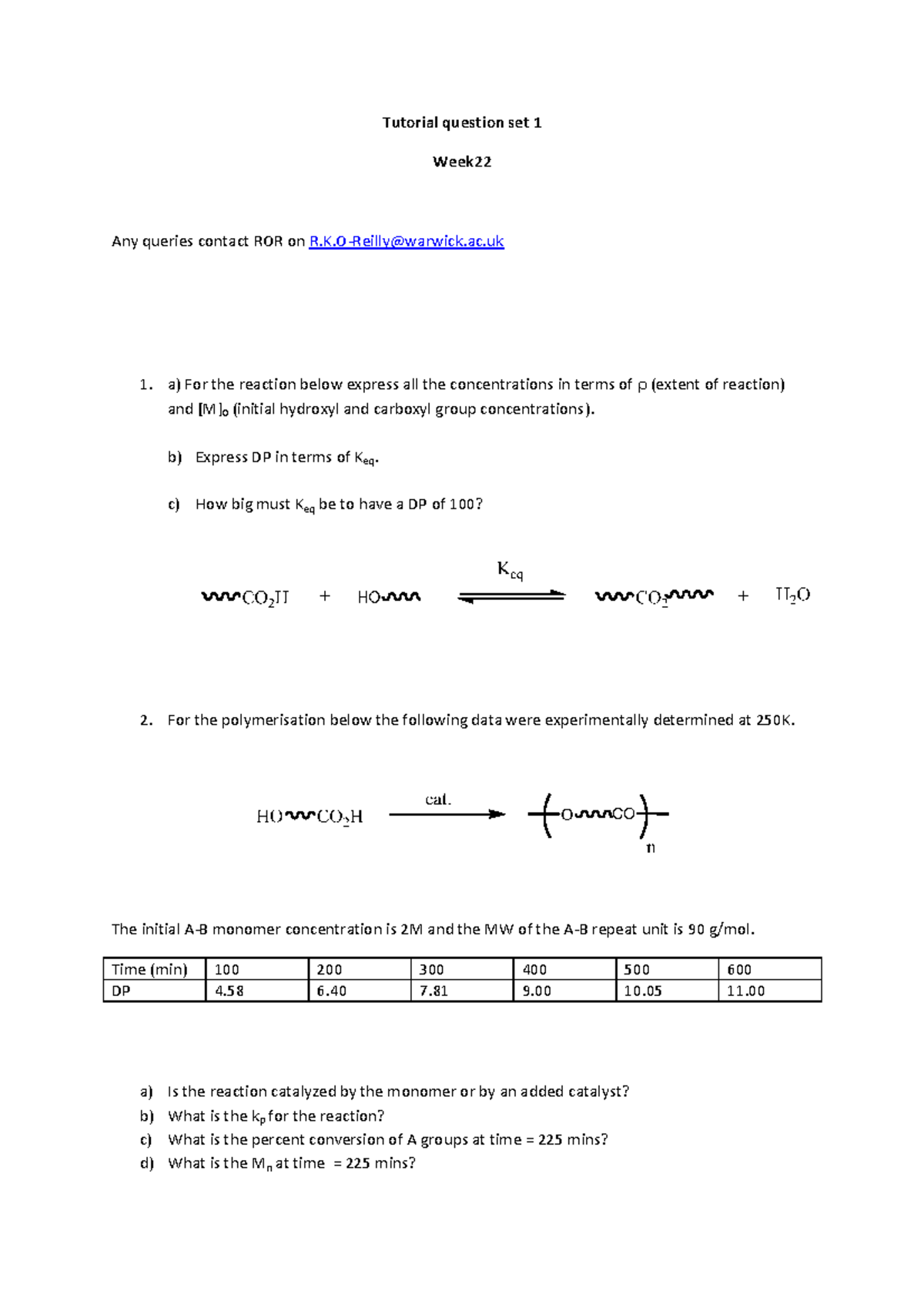 CH242 2010-2011 Tutorial Questions 1 - Tutorial question set 1 Week Any ...