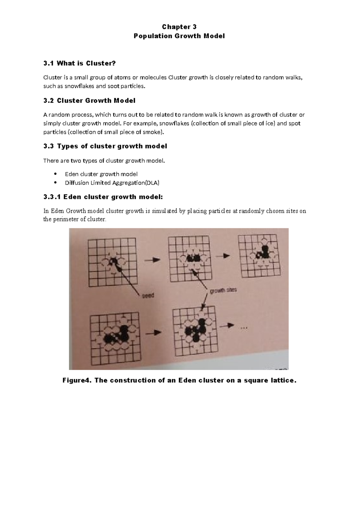 Population Growth Model - 3 Cluster Growth Model A random process ...