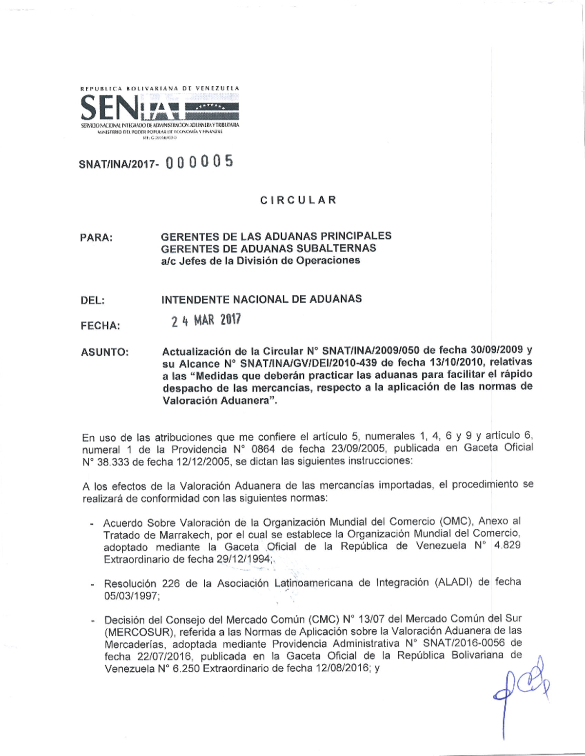 Circular N 05 del 24032017 Procedimiento para verificar el valor ...