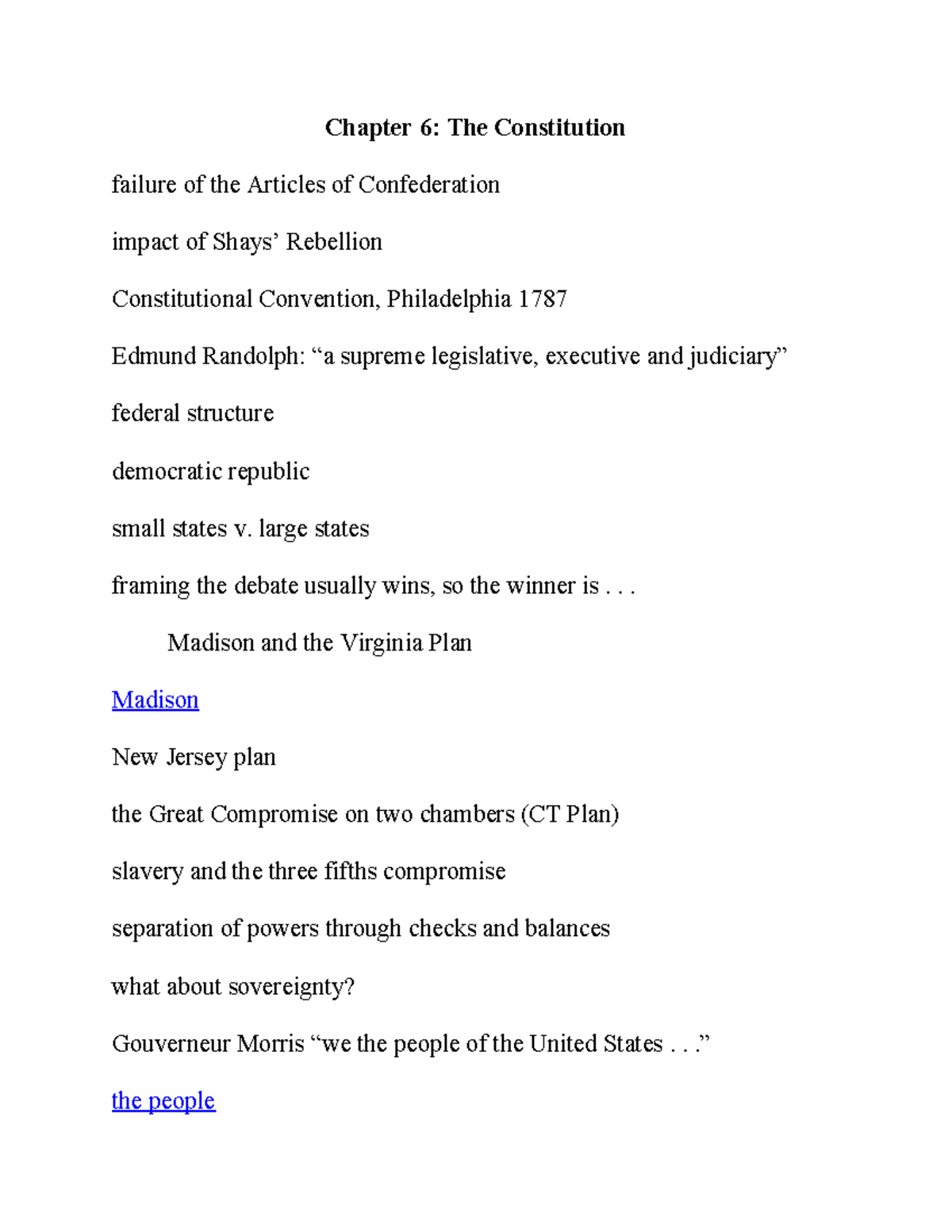 Chapter 6 The Constitution - Chapter 6: The Constitution failure of the ...
