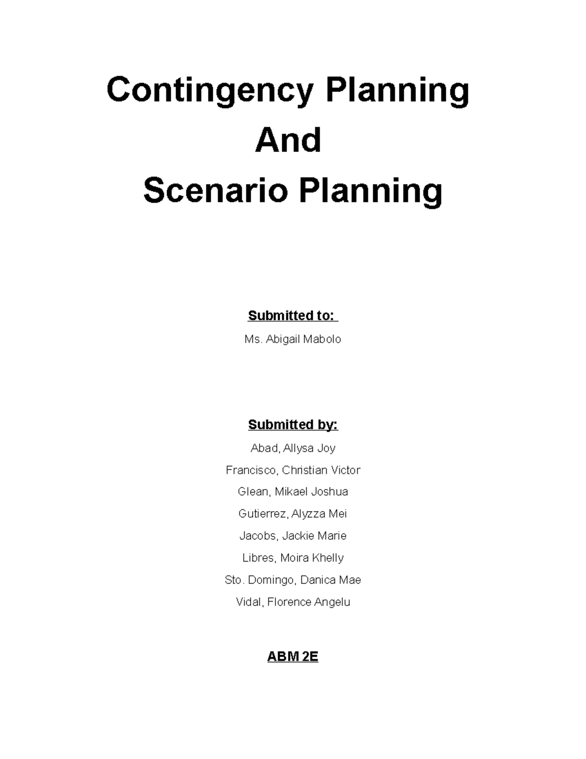 Scenario and Contingency Planning Notes - Contingency Planning And ...