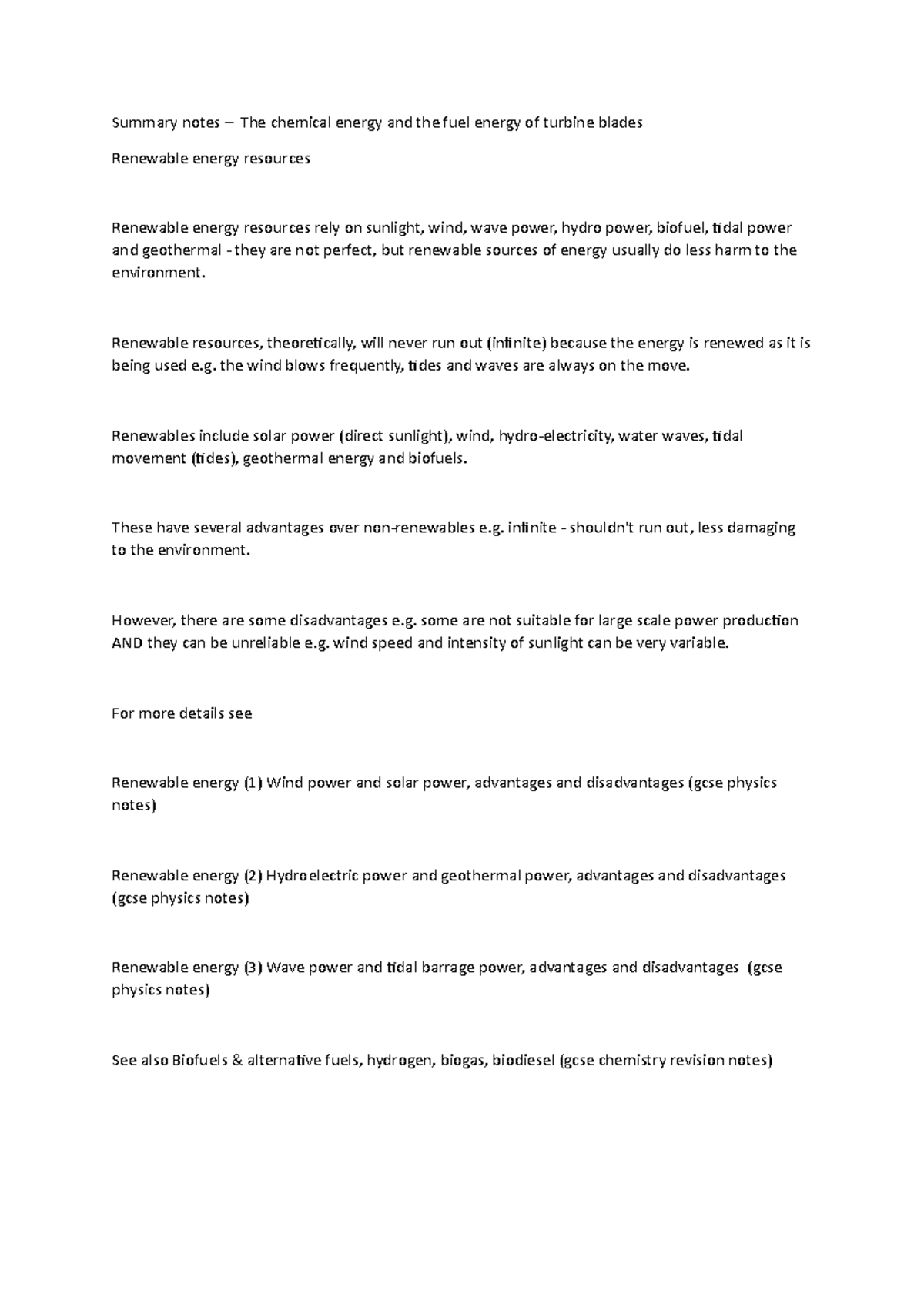 Summary Notes The Chemical Energy And The Fuel Energy Of Turbine summary-notes-the-chemical-energy-and-the-fuel-energy-of-turbine