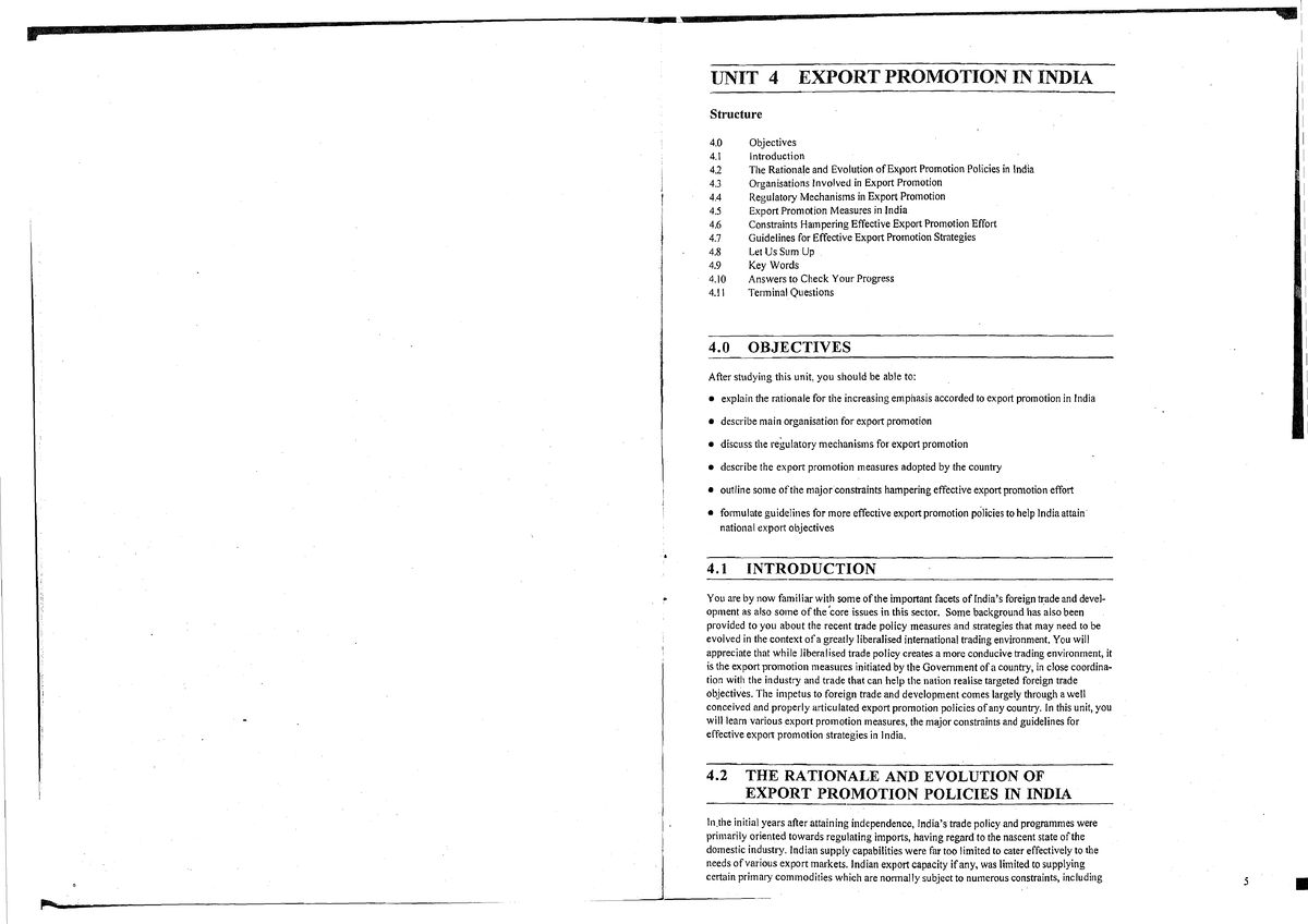 Unit-4 - Text Book - Chapter 4 - UNIT 4 EXPORT PROMOTION IN INDM ...