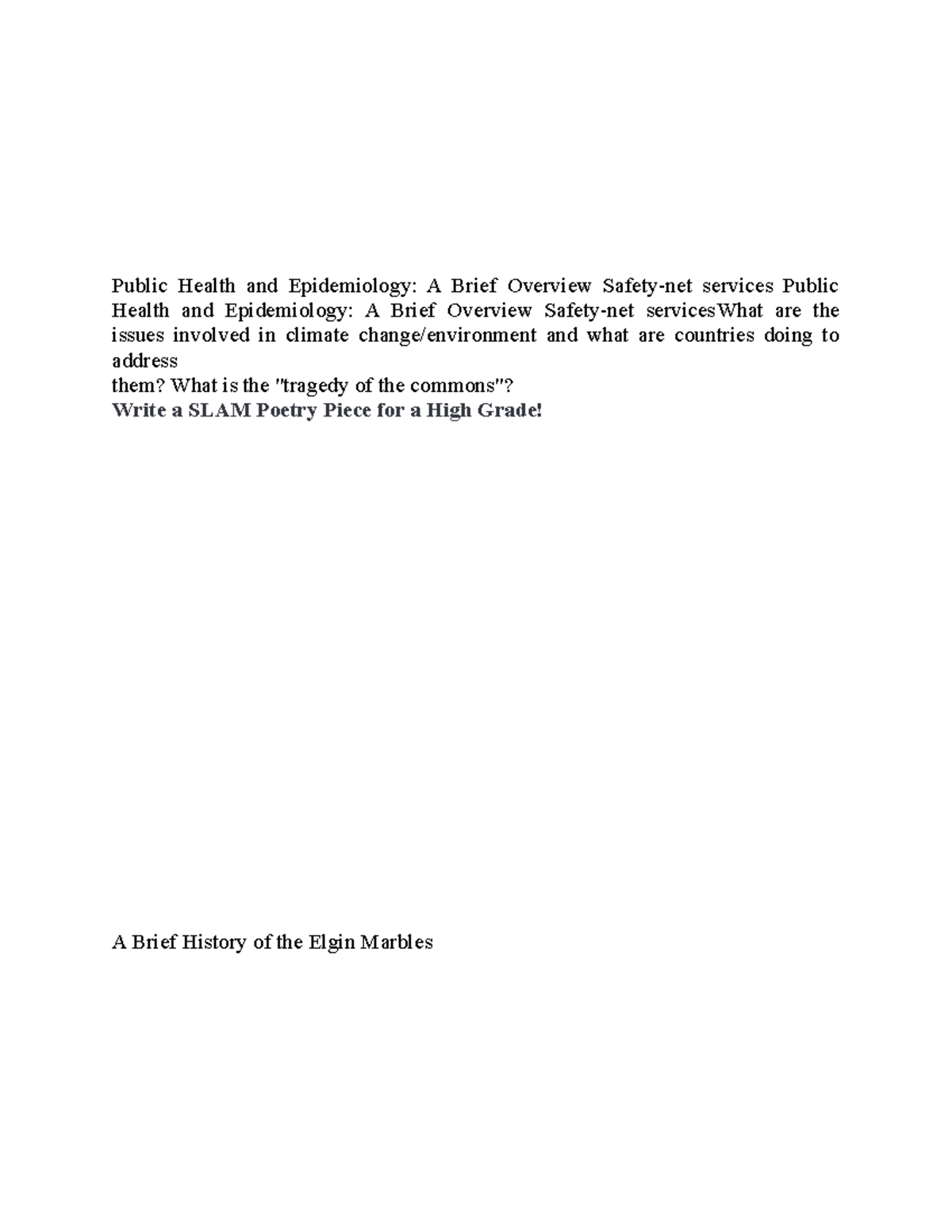 Write a SLAM Poetry Piece for a High Grade - Public Health and ...