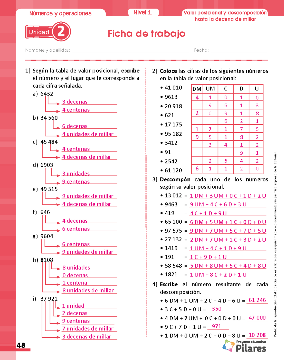 los decimales matematicos - Números y operaciones Valor posicional y ...