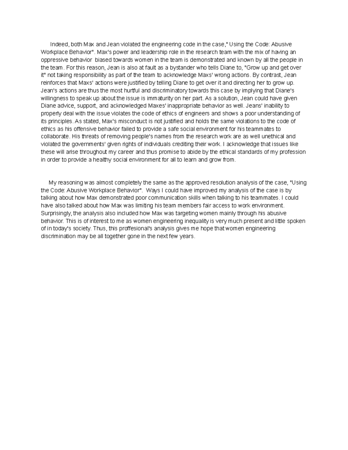 Engineering Ethics - Indeed, both Max and Jean violated the engineering ...