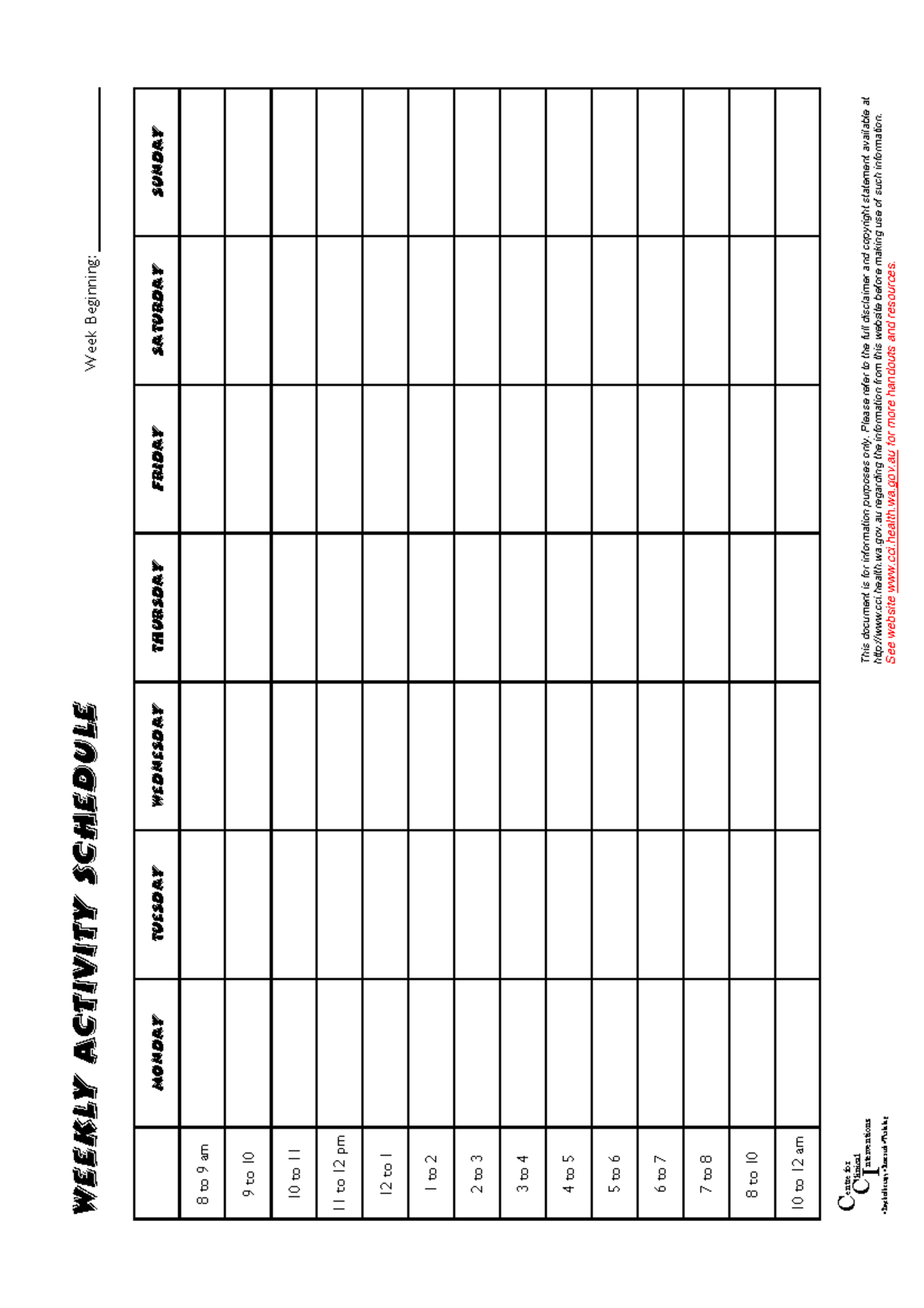 Social Anxiety Worksheet - 04 - Weekly Activity Schedule - entre forC C ...