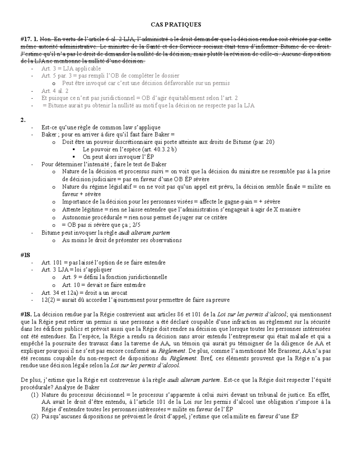 Cas pratiques pt. 2 - Corrigé des cas pratique n° 17 à 27 - CAS ...