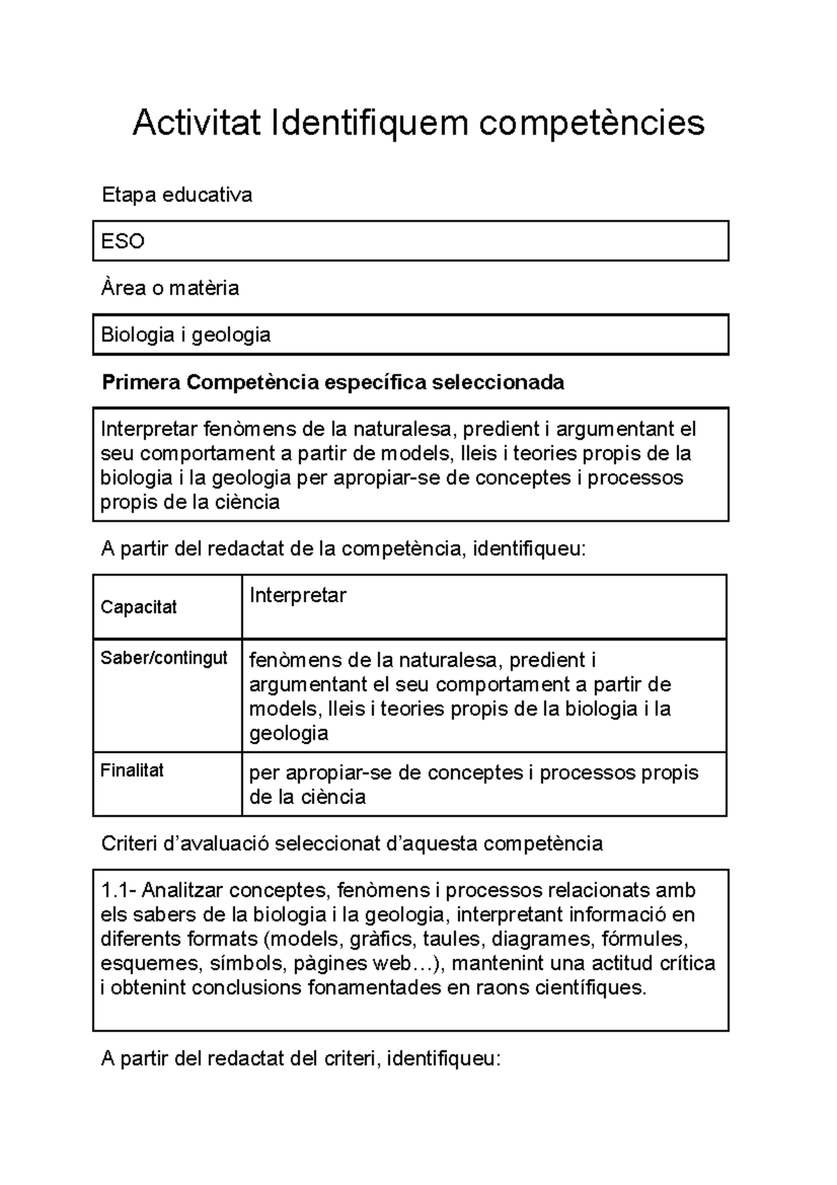 Plantilla activitat Identifiquem competències - Activitat Identifiquem ...