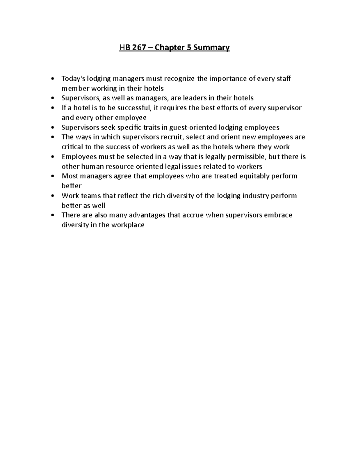 HB 267 – Chapter 5 Summary - HB 267 – Chapter 5 Summary Today’s lodging ...