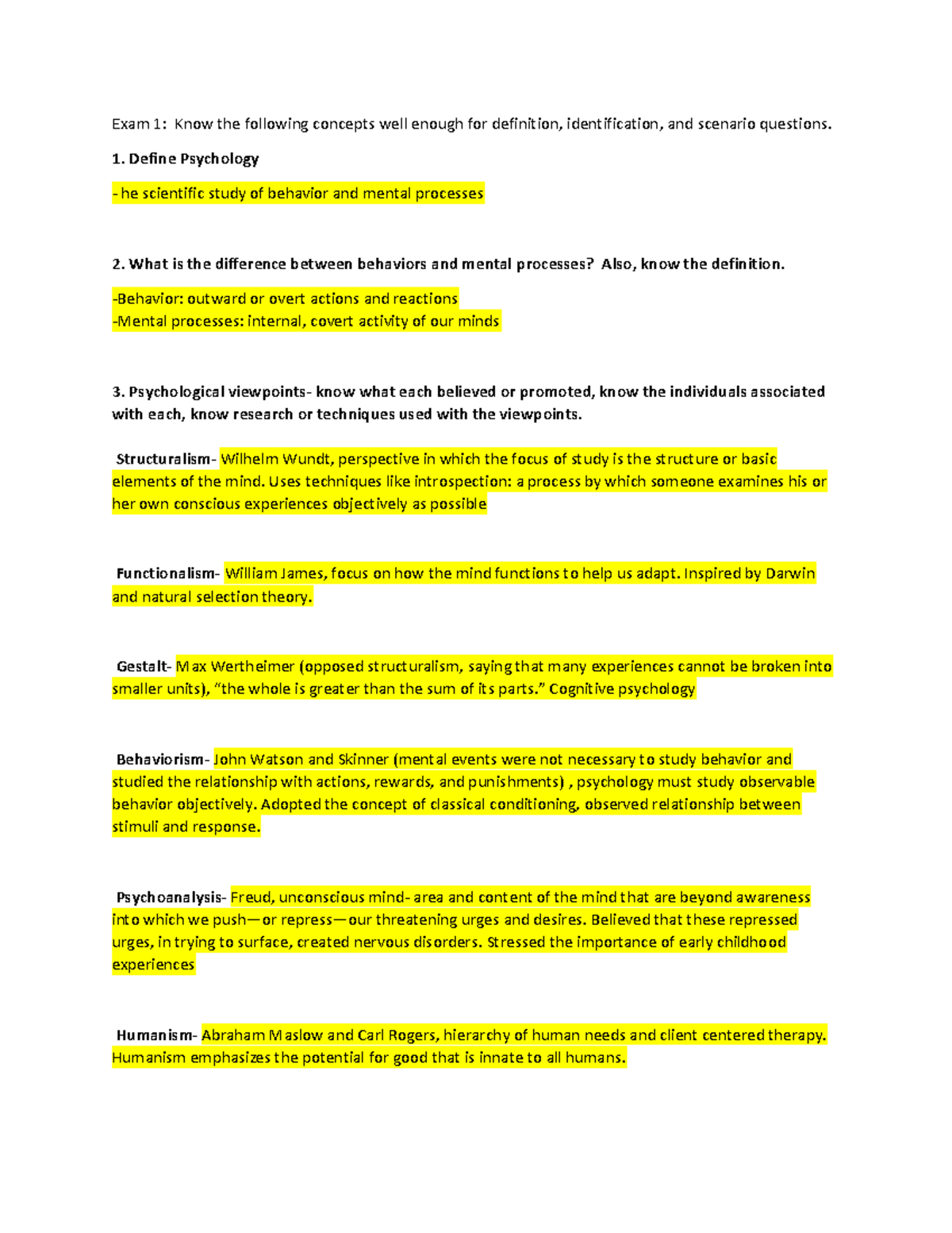 Exam 1 Study Guide 23 - Exam overview of the materials covered. - Exam ...