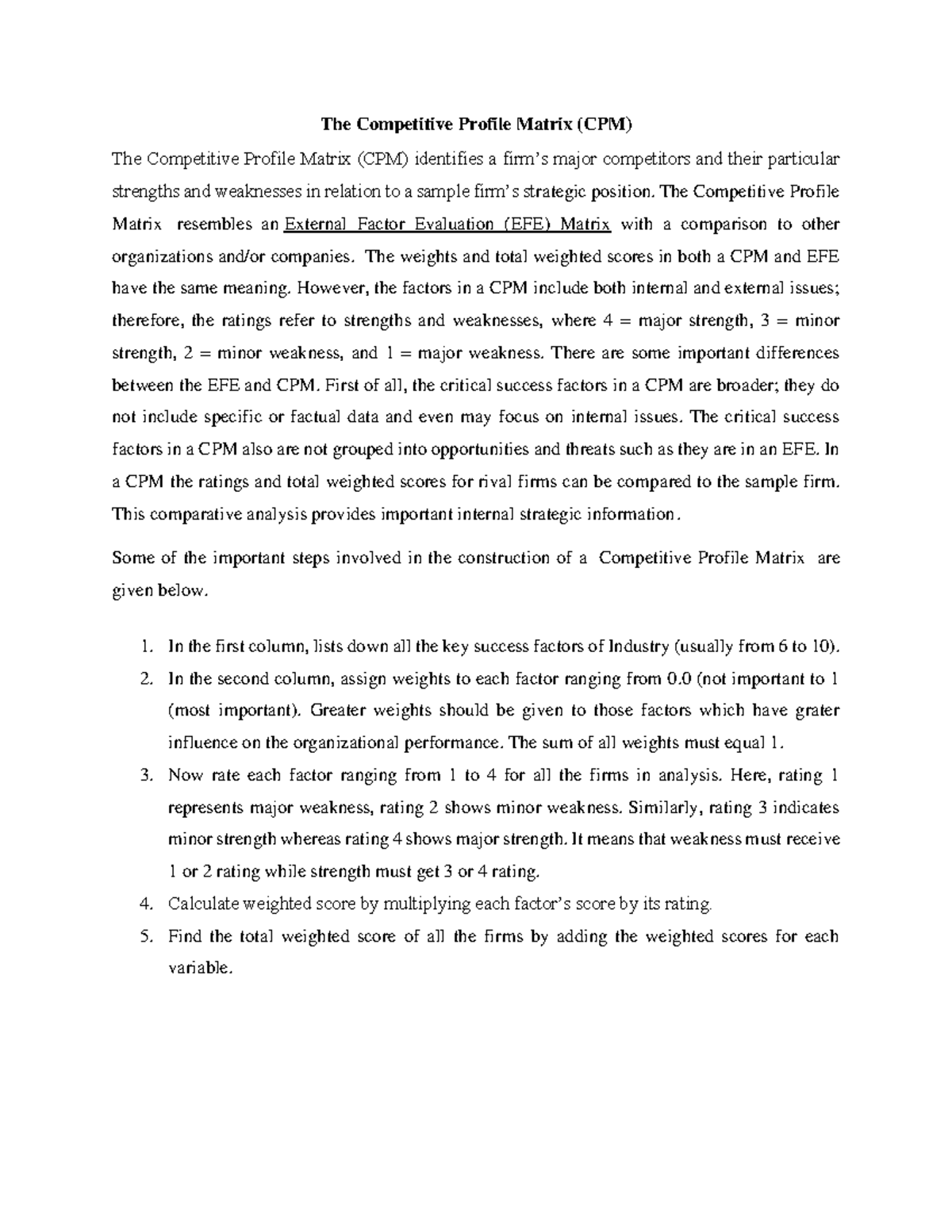 The Competitive Profile Matrix - The Competitive Profile Matrix ...