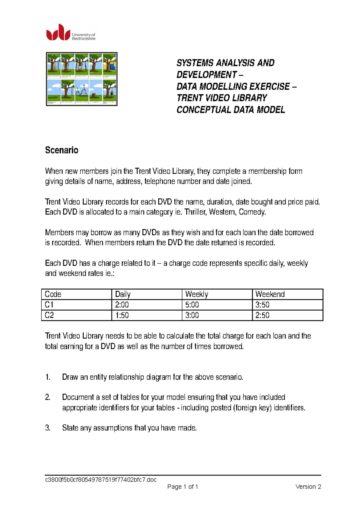 CIS017-1 - Data Modelling Scenario - Trent Video Library Conceptual ...