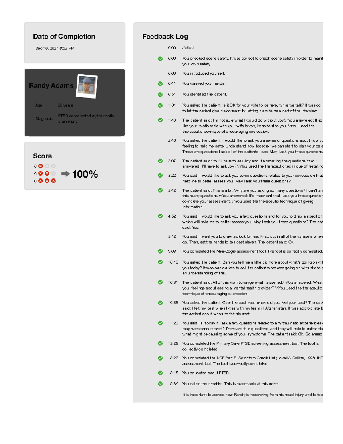 Feedback Log & Score — Randy Adams Dec 16, 2021 8-03 PM - Date of ...