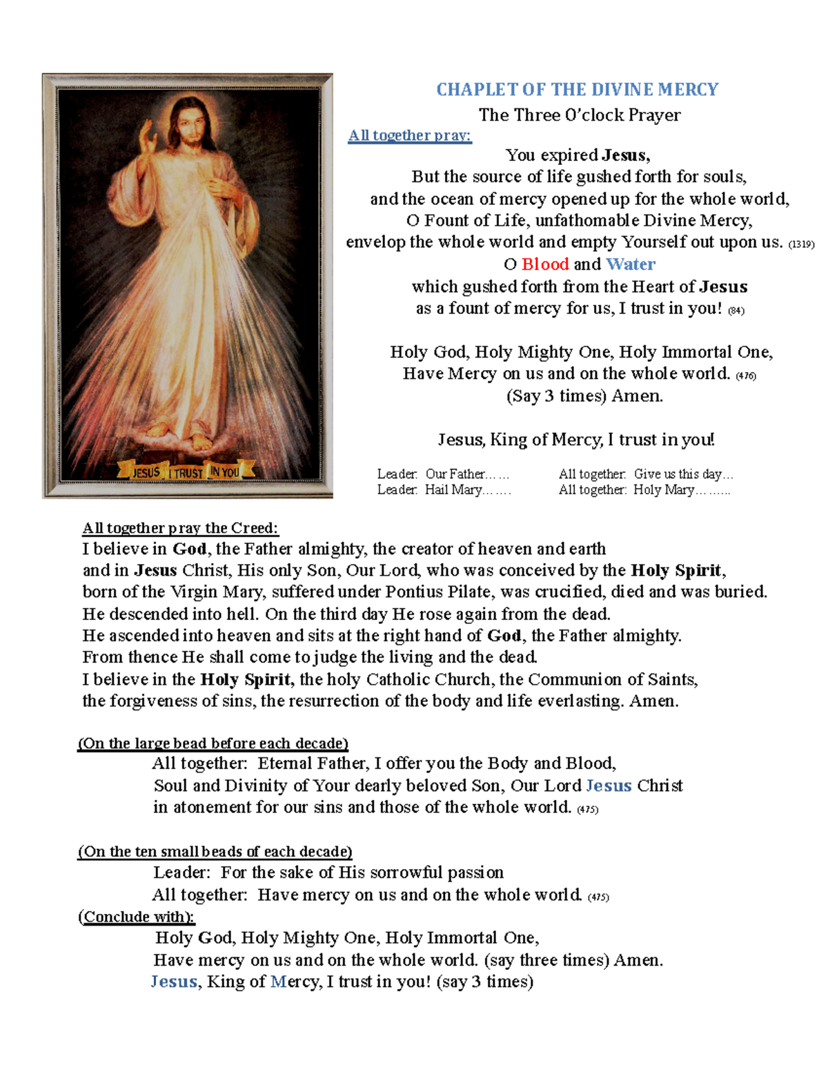 The chaplet of divine mercy with picture june 2011 - CHAPLET OF THE ...