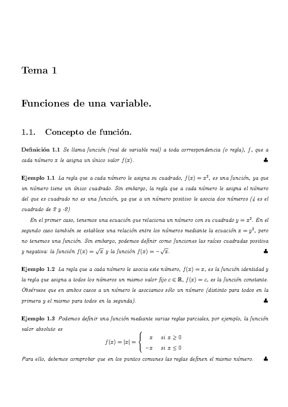 Tema1 Funciones de una variable - 1. Concepto de funci ́on. Definici ...