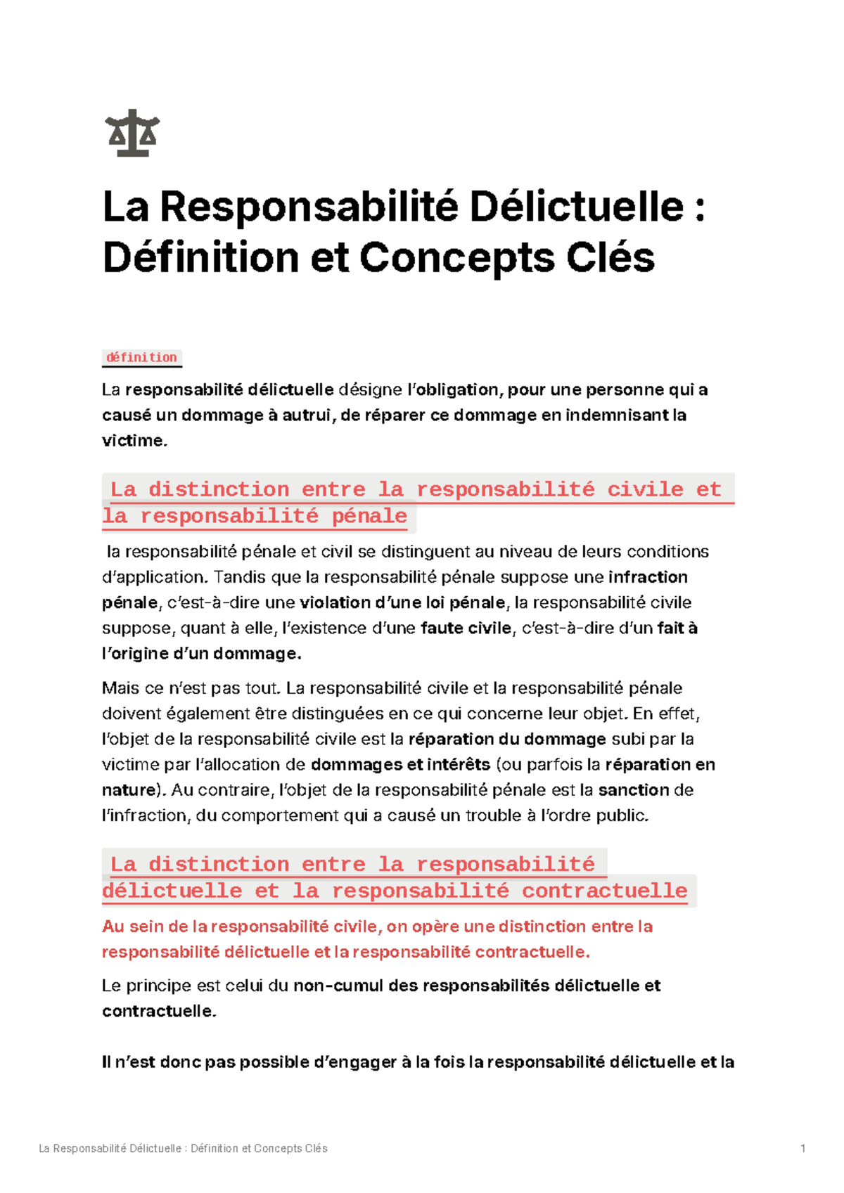 La Responsabilit Dlictuelle Dfinition et Concepts Cls - La Responsabilité Délictuelle ...