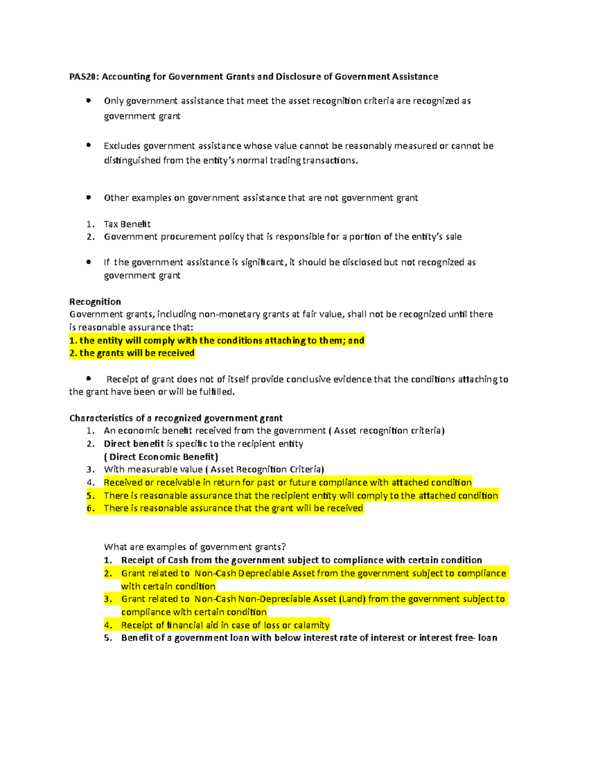 Government grant - Concept notes - PAS20: Accounting for Government ...