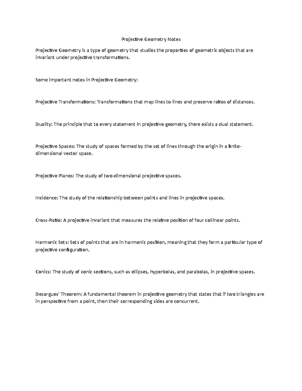 Projective Geometry Notes - Projective Geometry is a type of geometry ...
