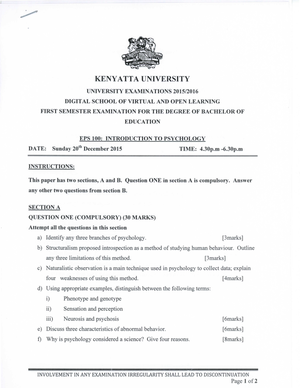 UCU110 past paper 1 - revised notes and approved ...
