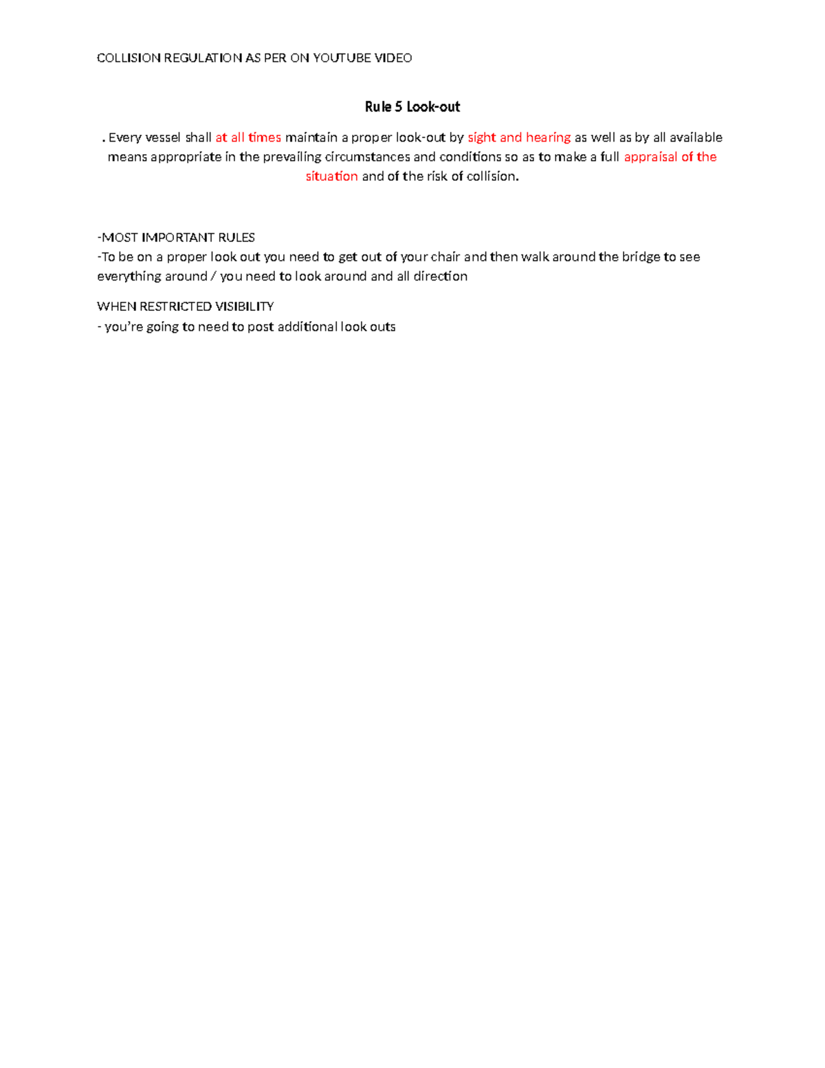 Colreg YT - This is Important - COLLISION REGULATION AS PER ON YOUTUBE ...