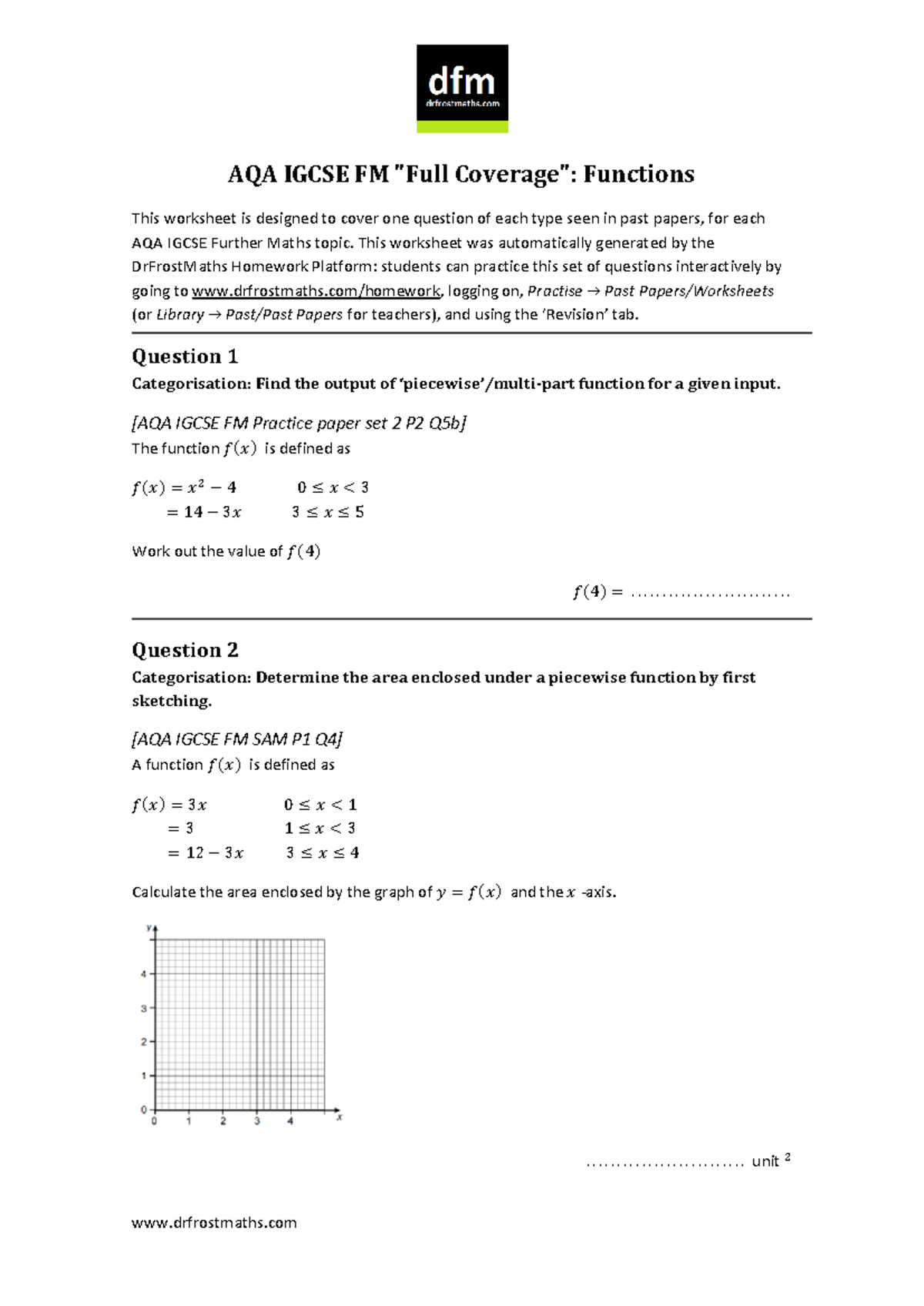 DFMFull Coverage FM-Functions - AQA IGCSE FM "Full Coverage": Functions ...