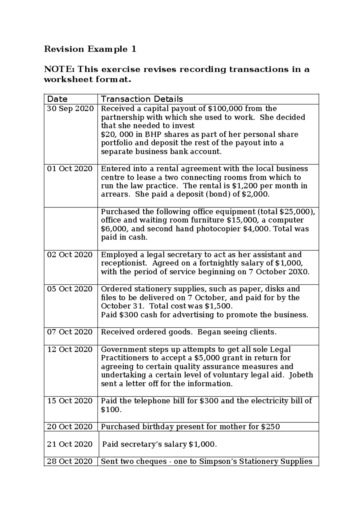 Lecture 1 Revision Example - Revision Example 1 NOTE: This exercise ...