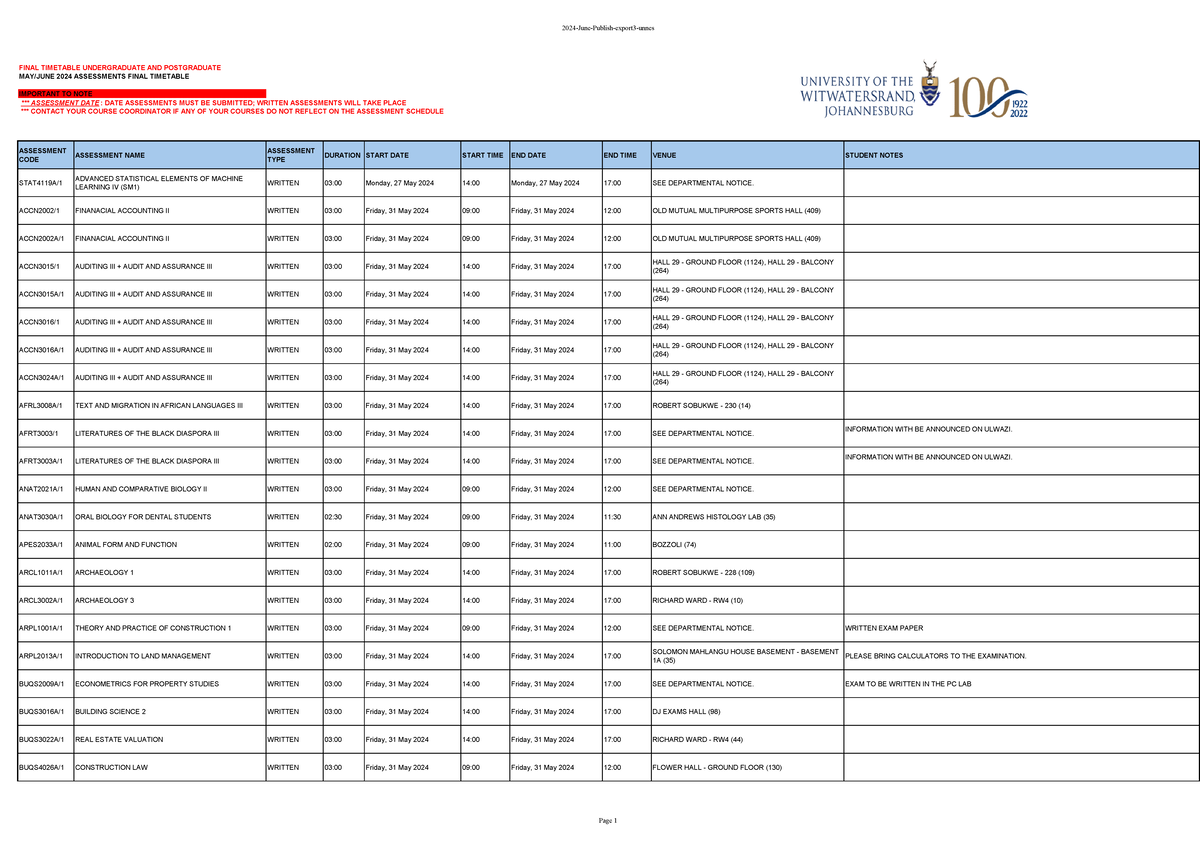 JUNE 2024 Final Amended Assessment Timetable Updat 240530 124927 ...