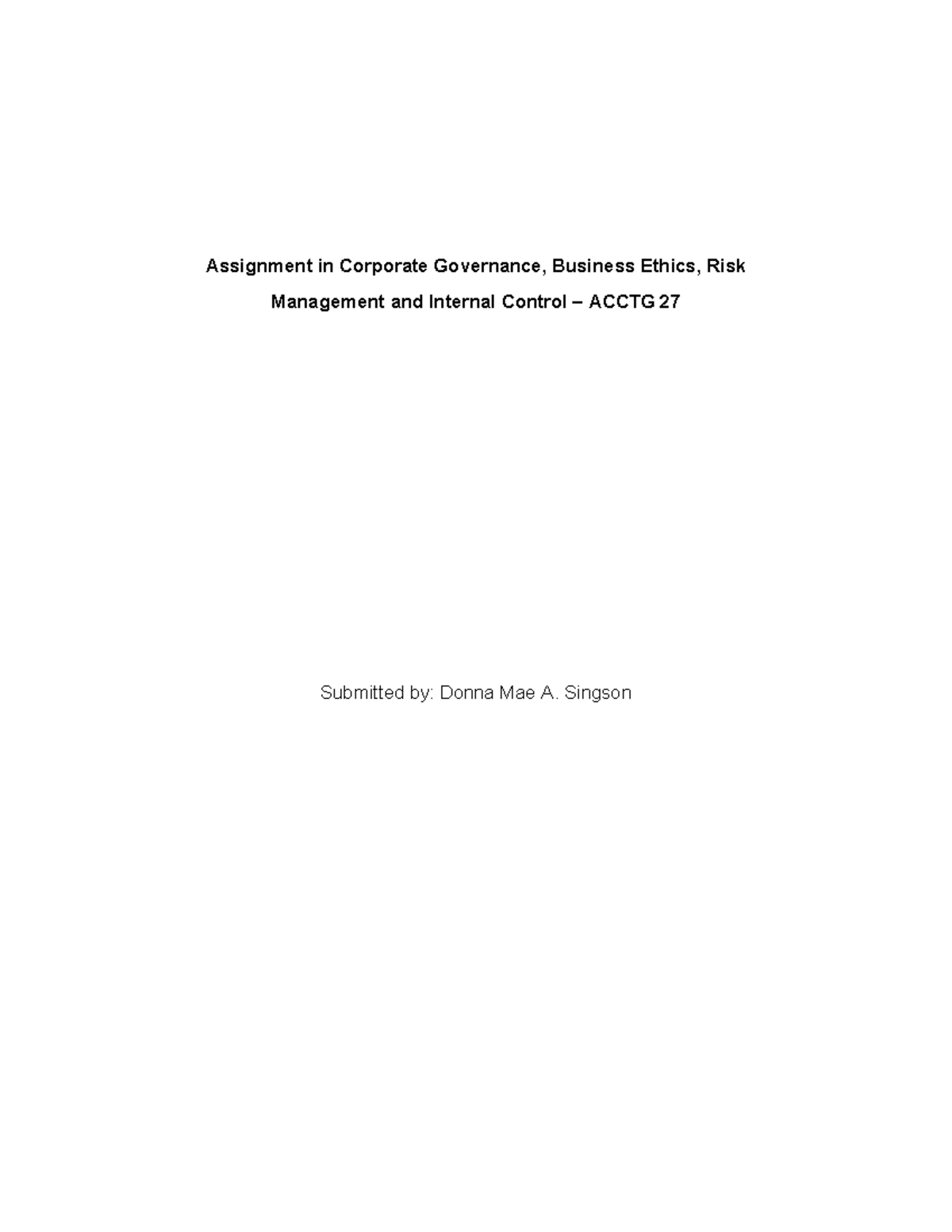 Assignment in Corporate Governance- singson - Assignment in Corporate ...