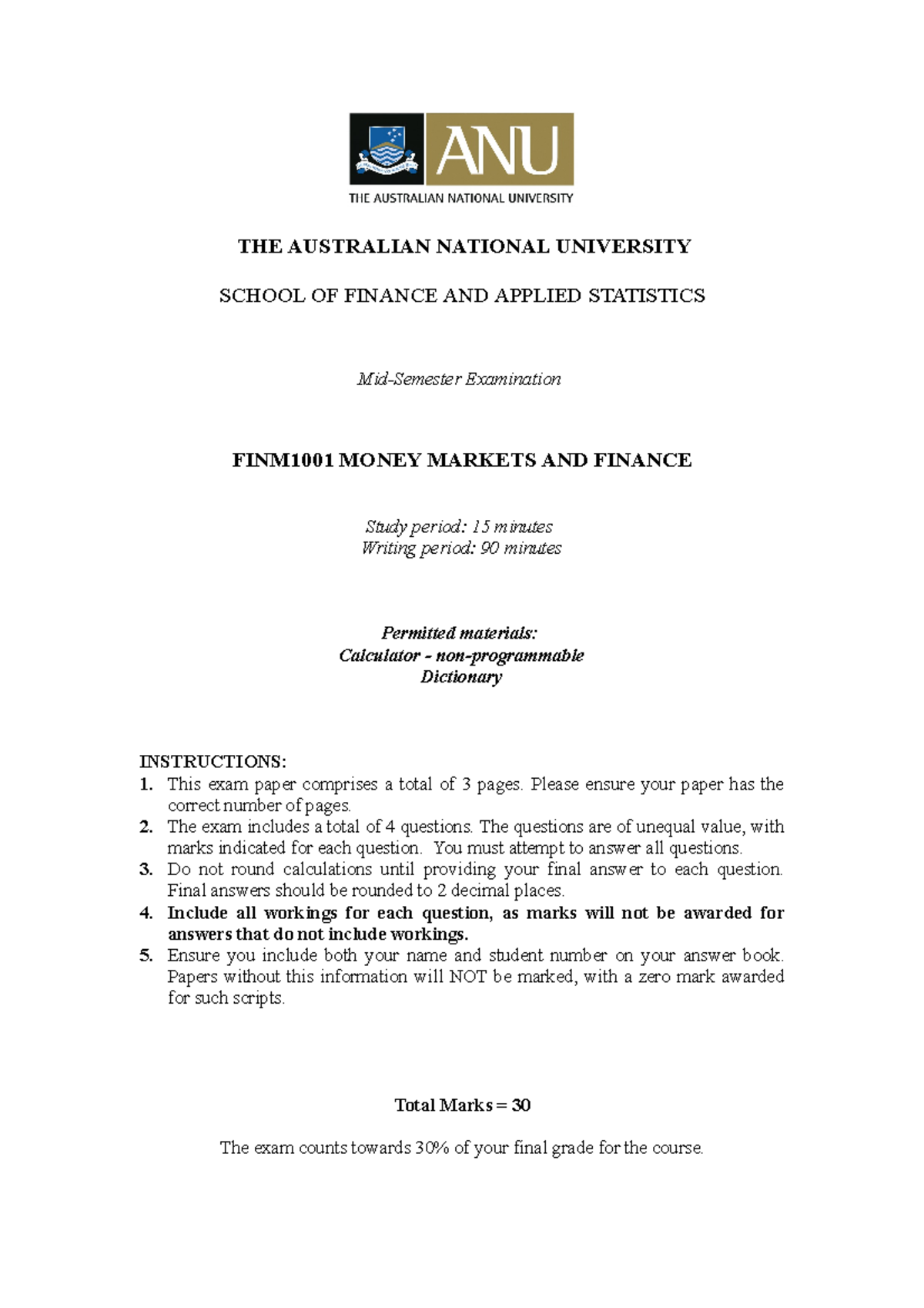 Sample/practice exam 2015, questions and answers - THE AUSTRALIAN ...