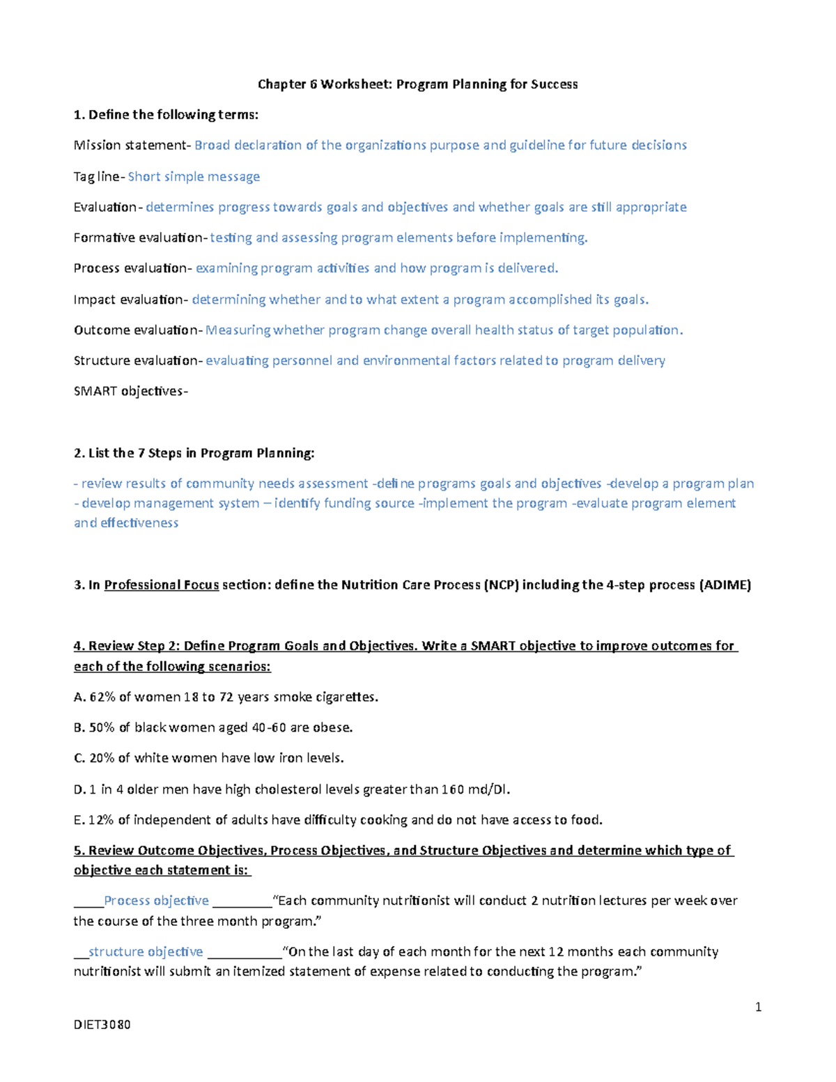 Ch 6 Worksheet - DIET3080 2022 - Chapter 6 Worksheet: Program Planning ...