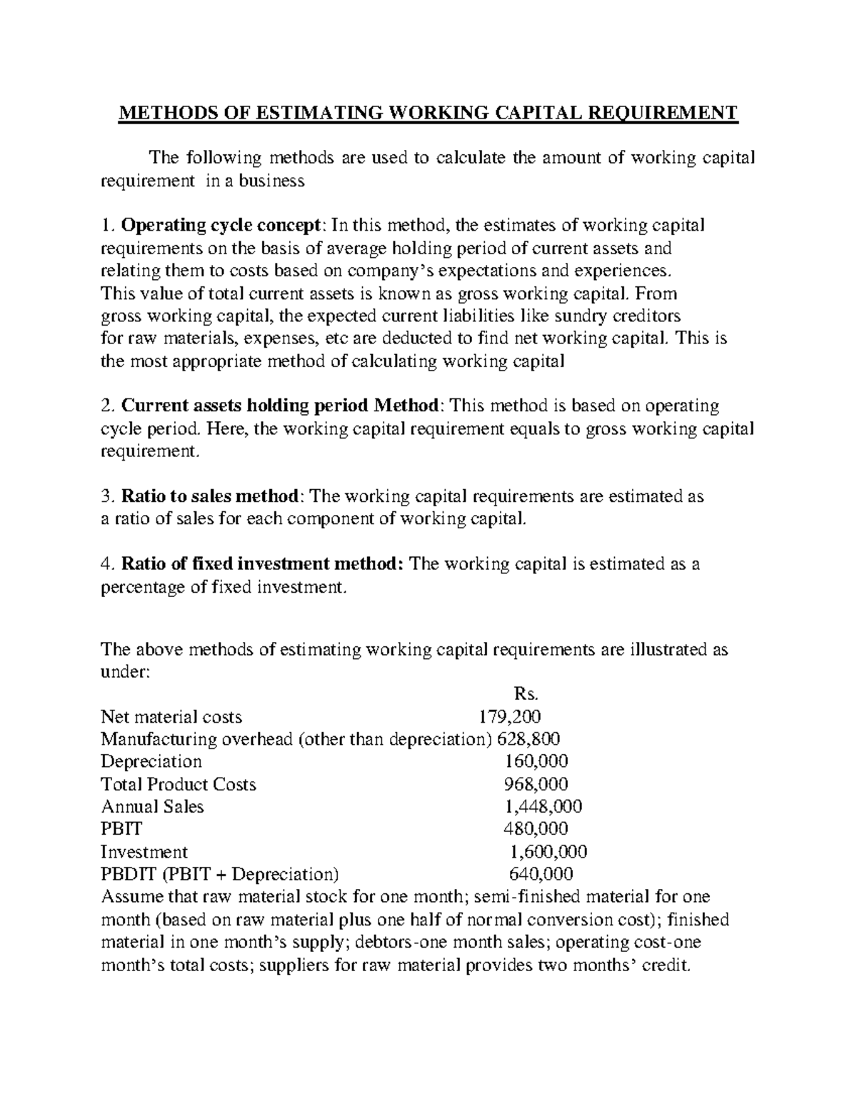 202003 291621086664 vasudha Estimation of Working Capital - METHODS OF ...