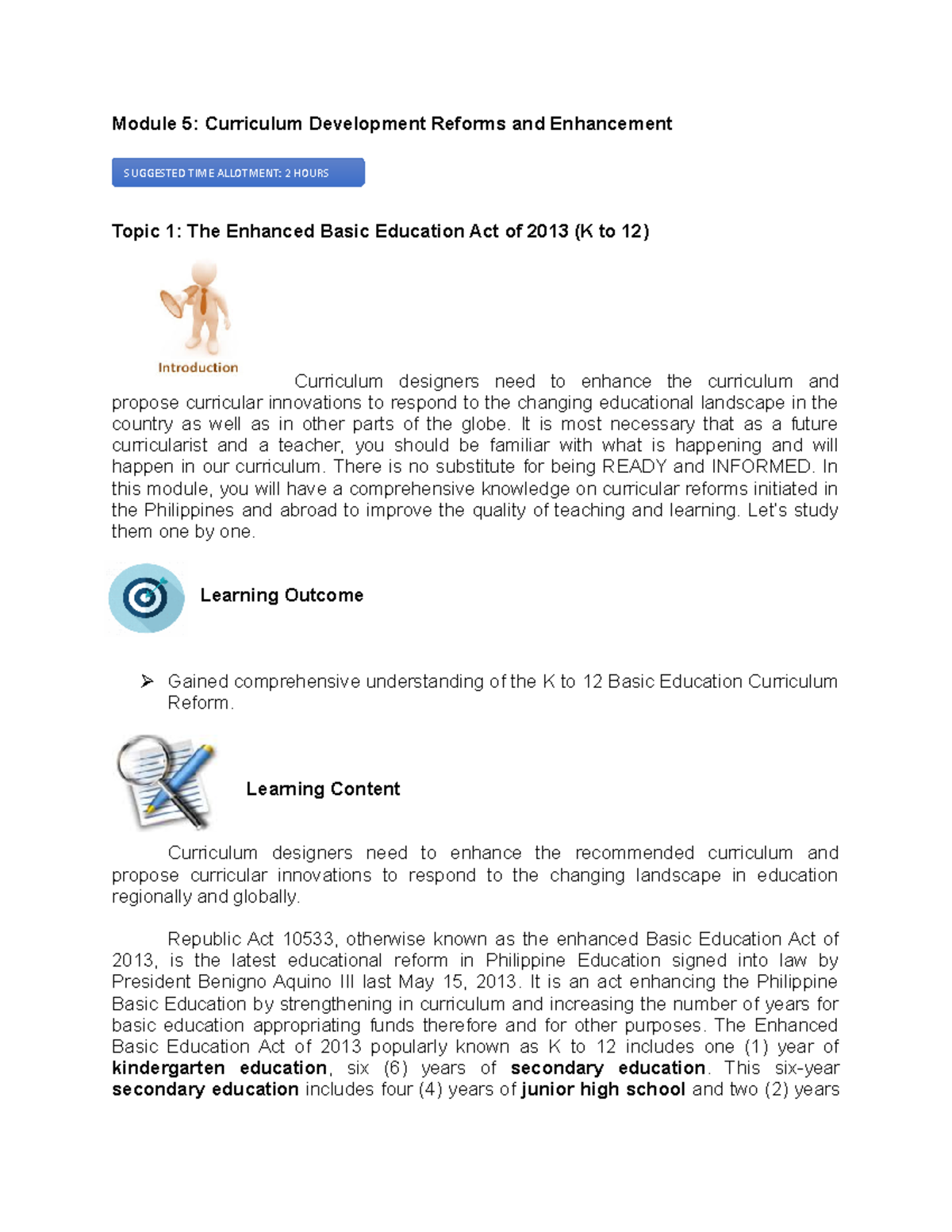 SEd Prof 311 Module Chapter 5-Curriculum Development Reforms and ...