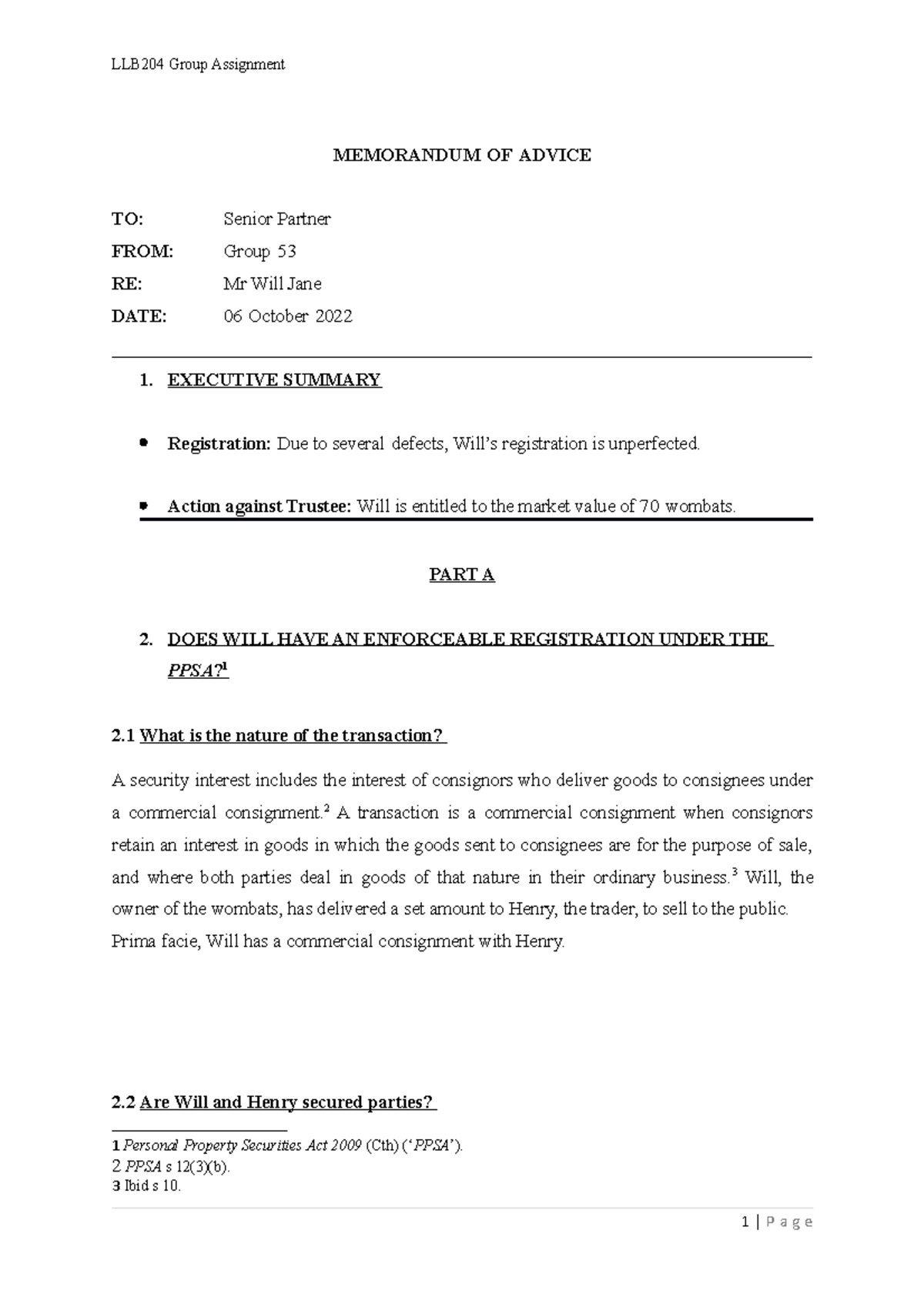 LLB204 Group Assignment Final - MEMORANDUM-OF-ADVICE TO: Senior Partner ...