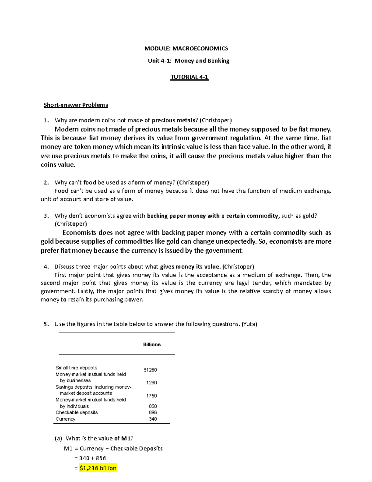 G1 TUT Macro Unit 4-1 (May 2021) - MODULE: MACROECONOMICS Unit 4-1 ...