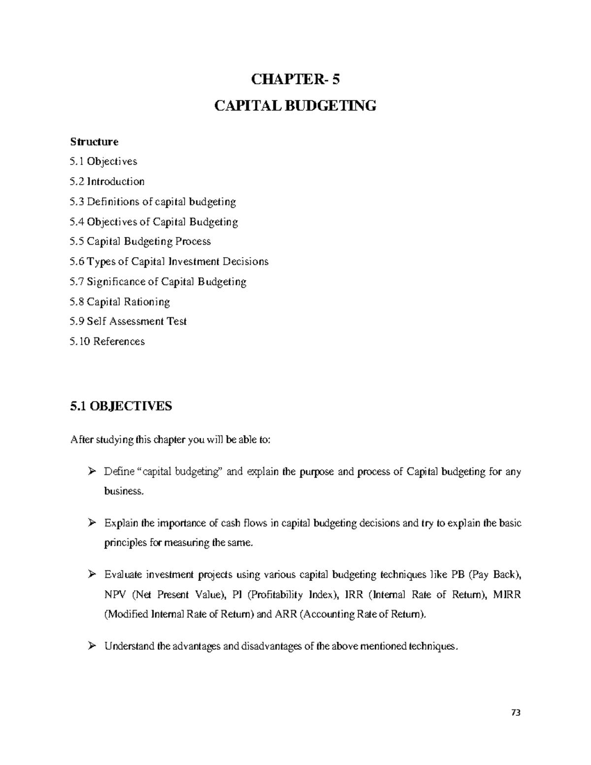 Chapter- 5 Capital Budgeting - CHAPTER- 5 CAPITAL BUDGETING Structure 5 ...
