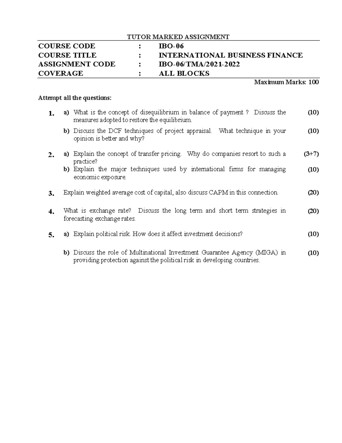 IBO-6 EM - IGNOU Student - TUTOR MARKED ASSIGNMENT COURSE CODE : IBO ...