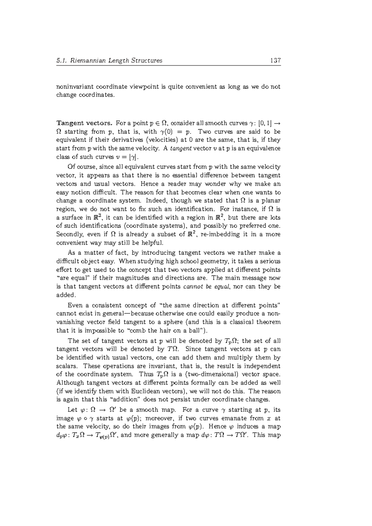 Geometry Spaces Of Bounded Curvature 7 Riemannian Length Structures 137 Noninvariant