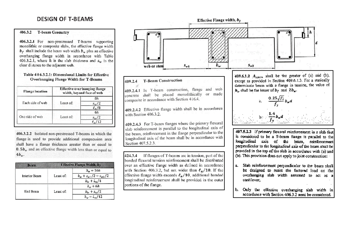 analysis and design of t beams - BS Civil Engineering - DESIGN OF T ...