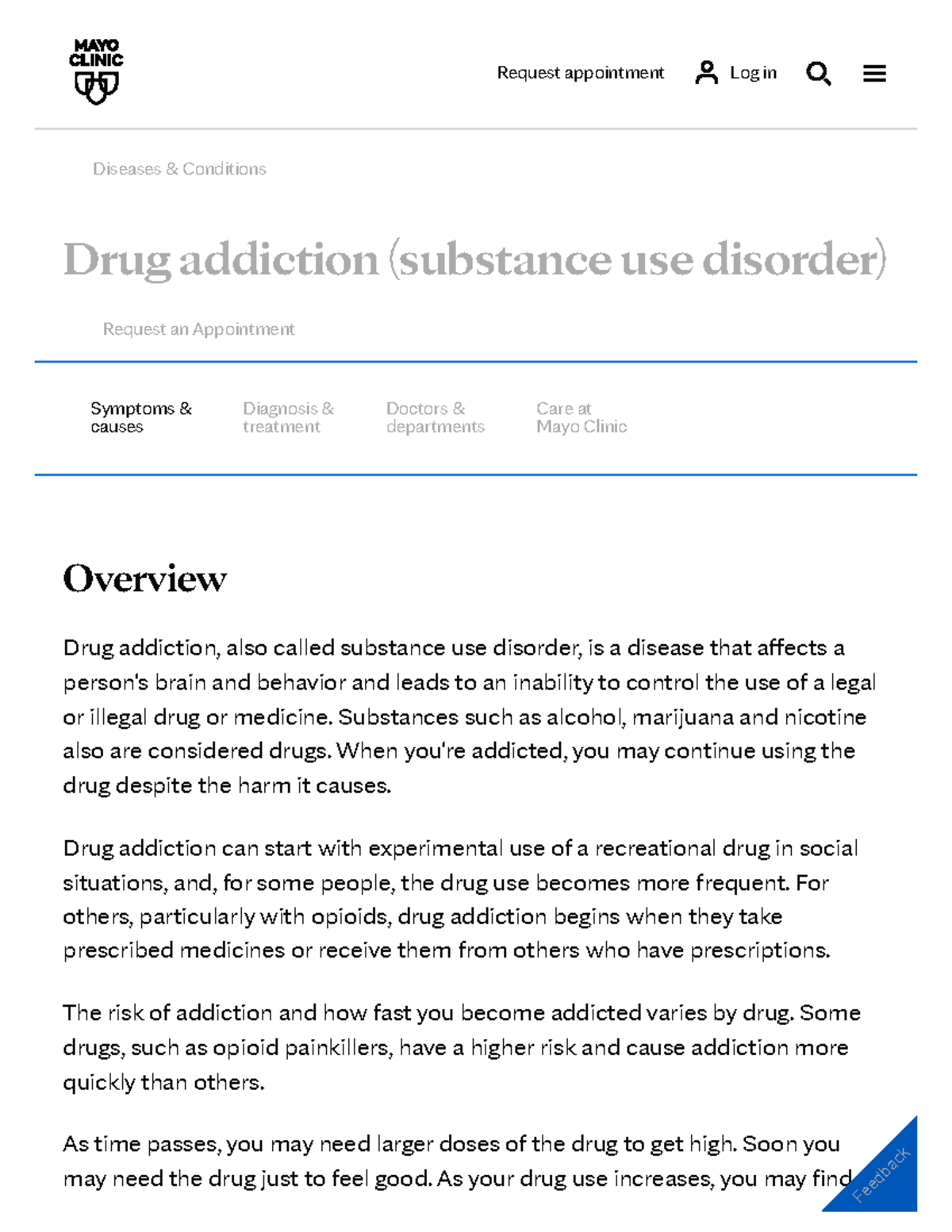 Drug addiction (substance use disorder) - Symptoms and causes - Mayo ...