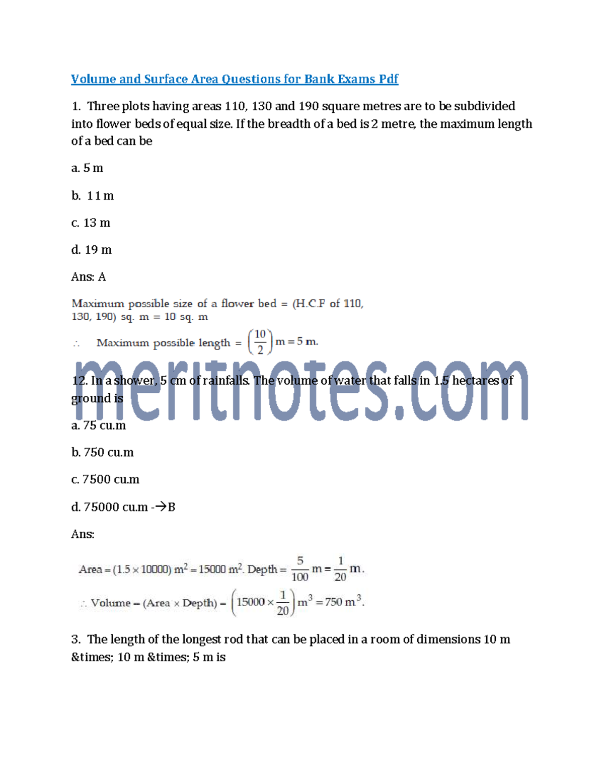 Volume surface bank exams - Volume and Surface Area Questions for Bank ...