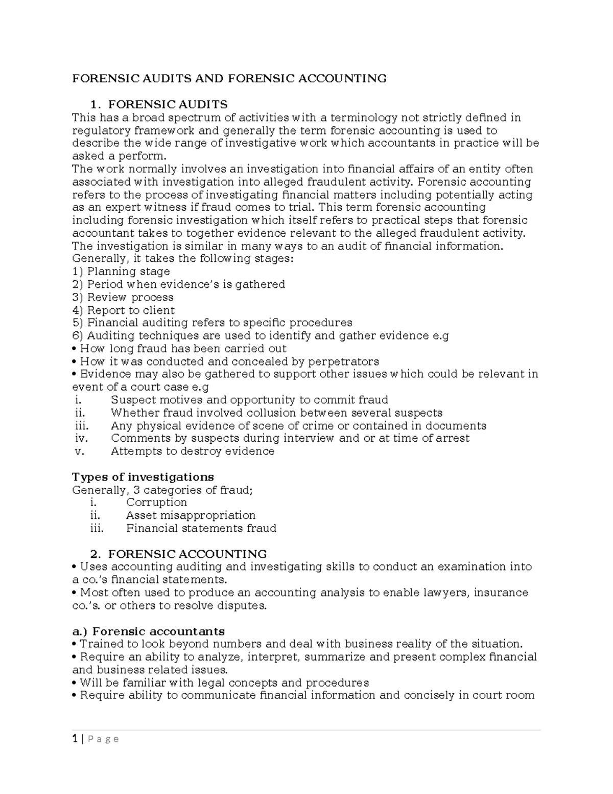 Forensic Audits AND Forensic Accounting - FORENSIC AUDITS AND FORENSIC ...