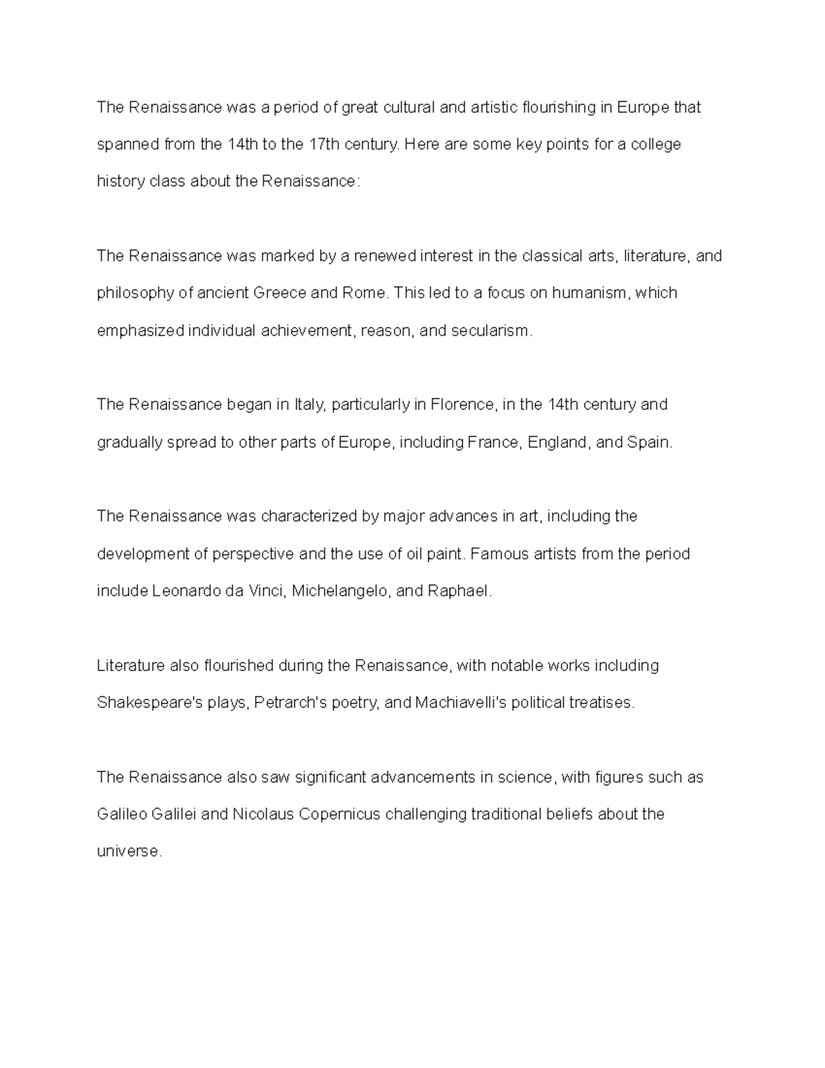 The Renaissance Answer Key - The Renaissance was a period of great ...