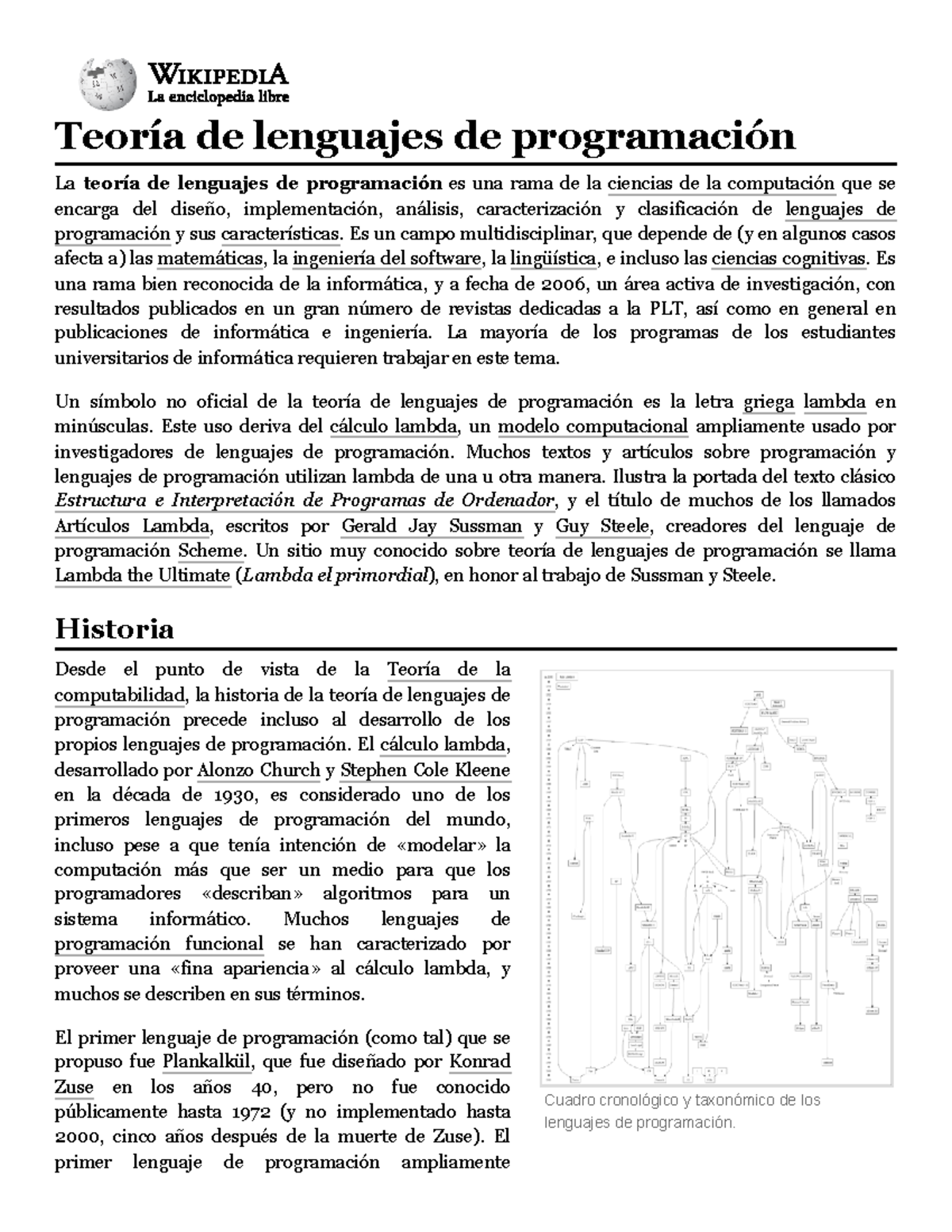 Teoría de lenguajes de programación - Wikipedia, la enciclopedia libre - Cuadro cronológico y ...