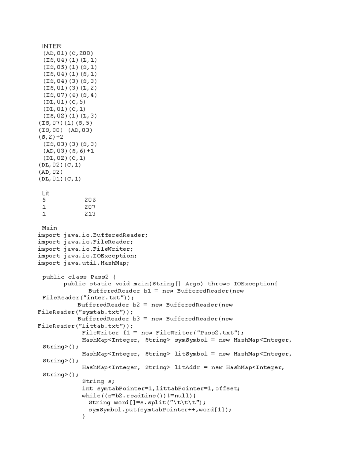 Spos Assignments 1 2 3 - spos material - INTER (AD,01)(C,200) (IS,04)(1 ...