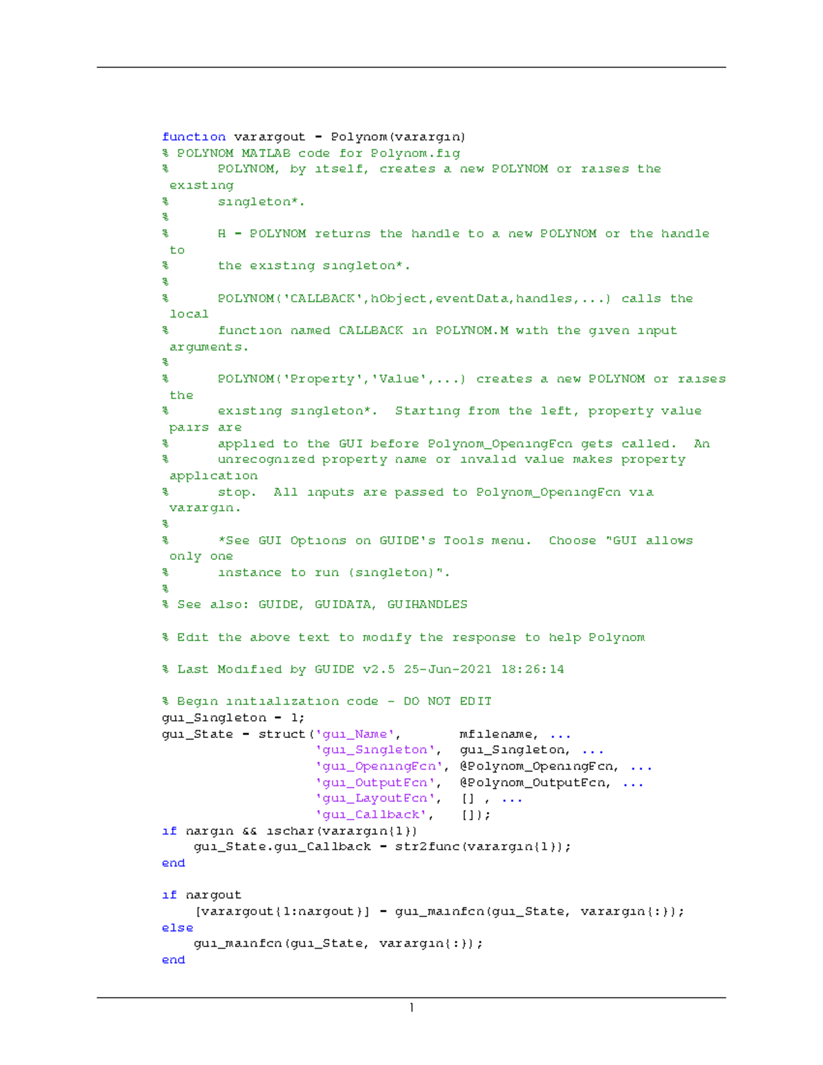 Polynom für Studenten an der Uni und Hochschule - function varargout ...