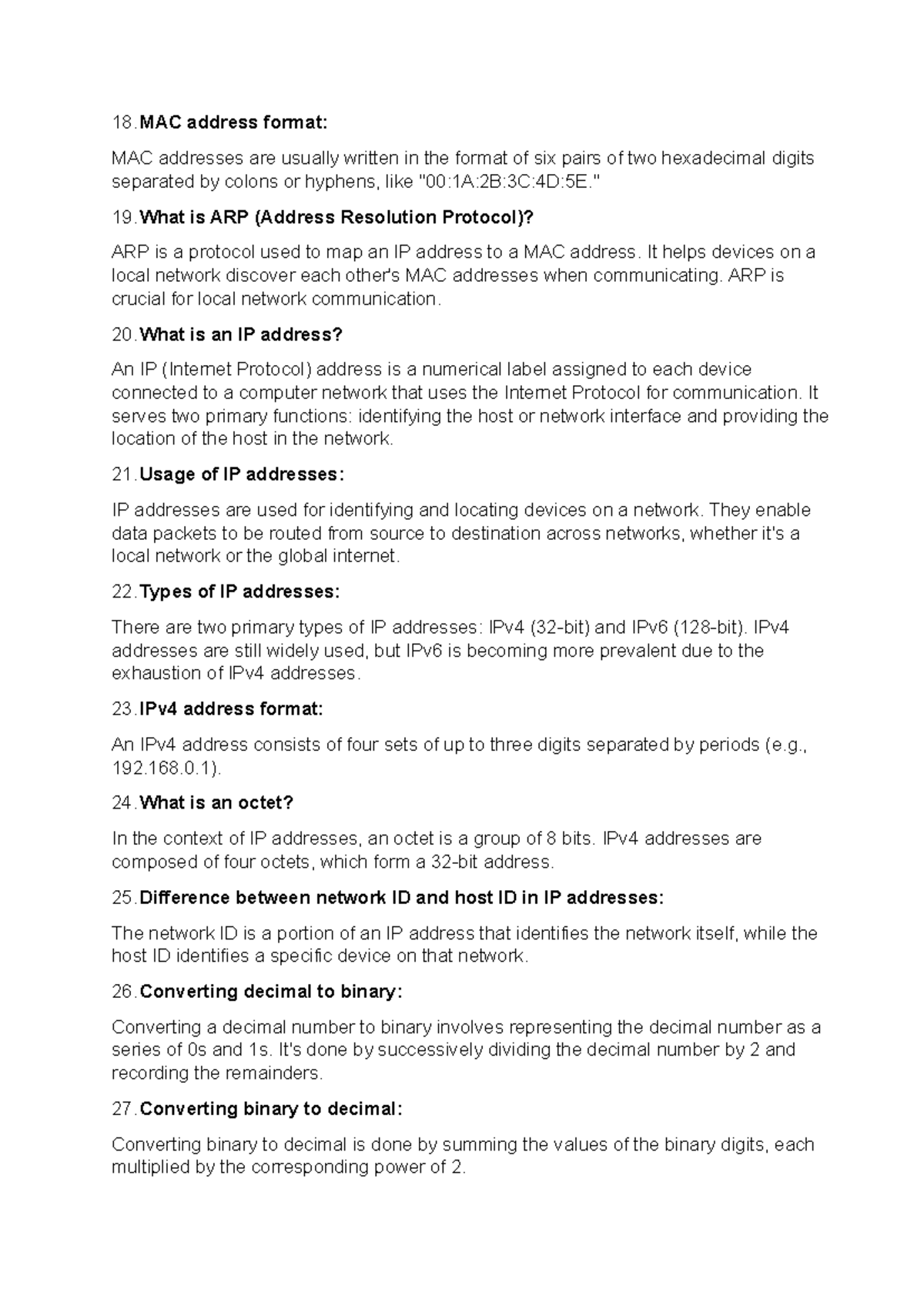 Network basics - 2 - MAC address format: MAC addresses are usually ...