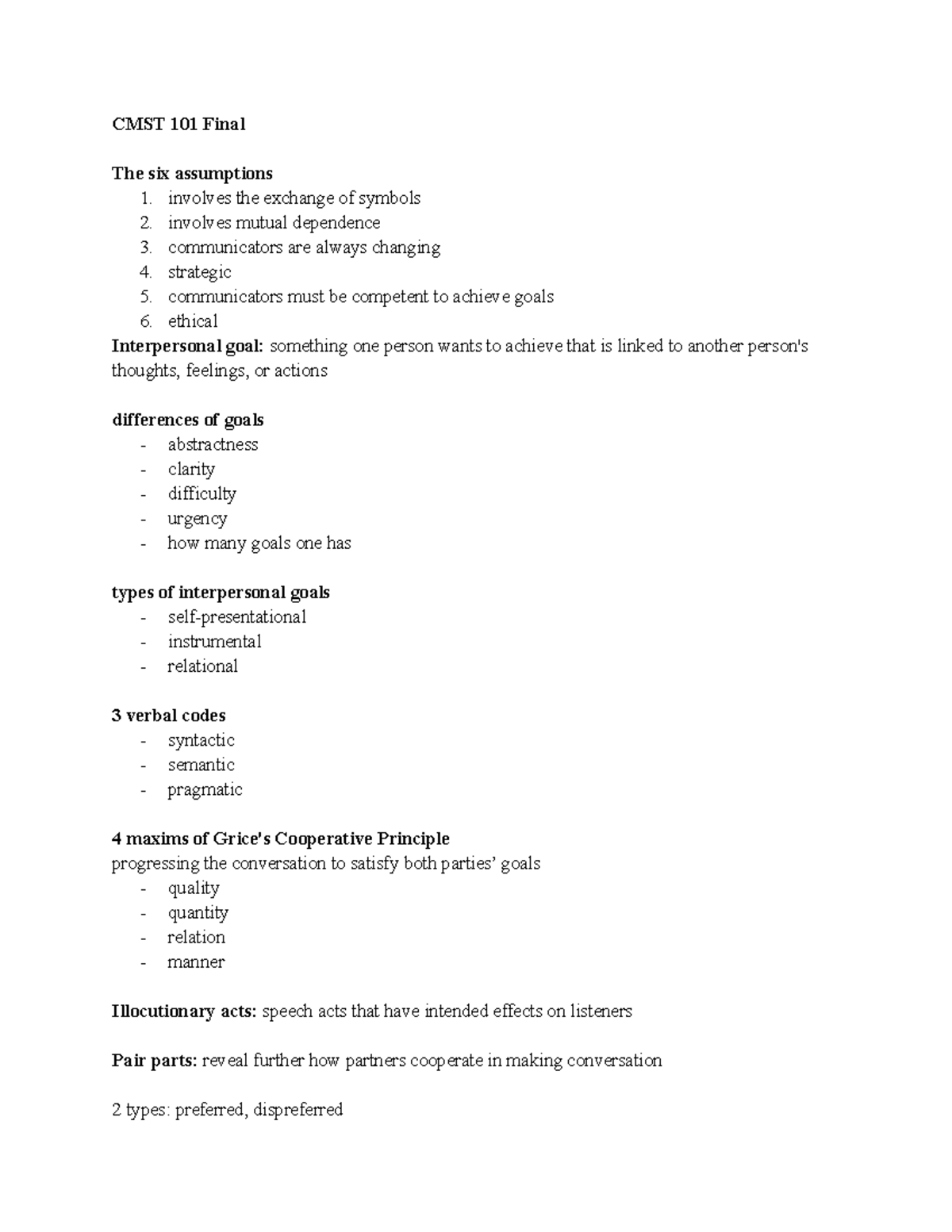 CMST 101 Final: Interpersonal Communication and Cultural Identity - Studocu