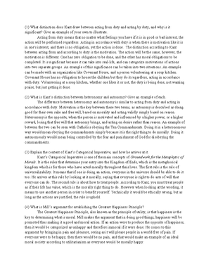 Phil 151 test no.1 - Phil 151 test no. (1) Briefly explain Aristotle’s ...