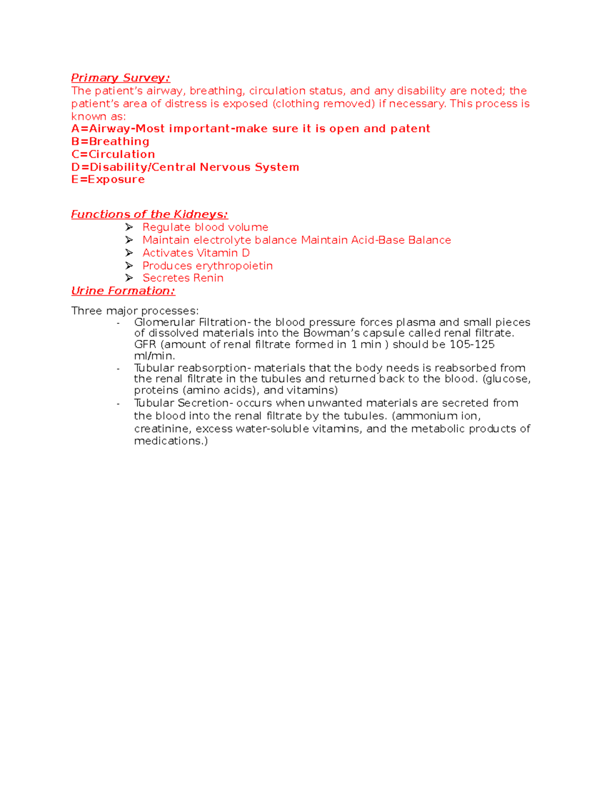 Notes - Instruction for learning - Primary Survey: The patient’s airway ...